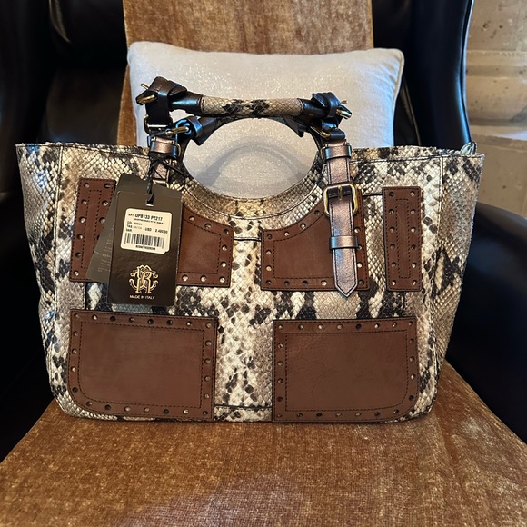 Roberto Cavalli | Bags | Nwt Roberto Cavalli Python And Nubuck Leather ...